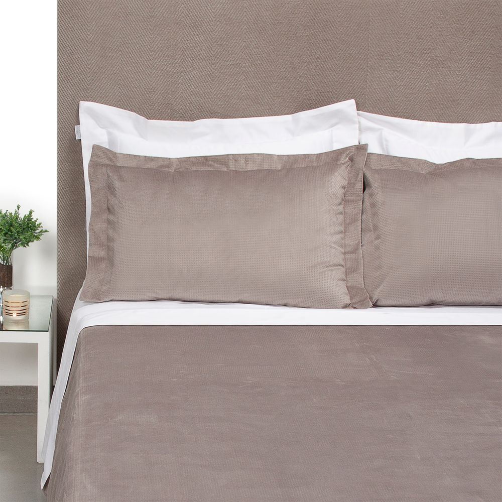 Colcha de Casal Veludo Dots - Areia - paoladavinci