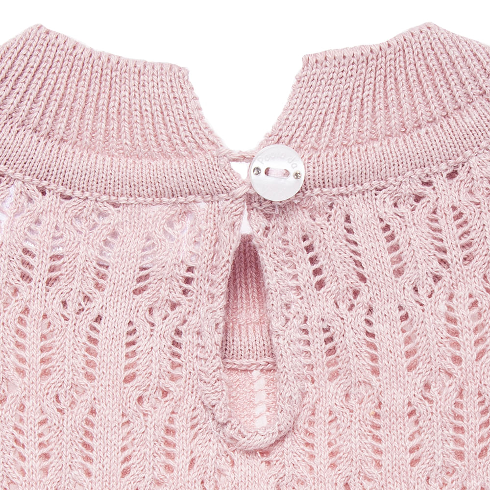 Blusa Tricot de Bebê Feminina Manga Longa Rendada - ROSE - paoladavinci